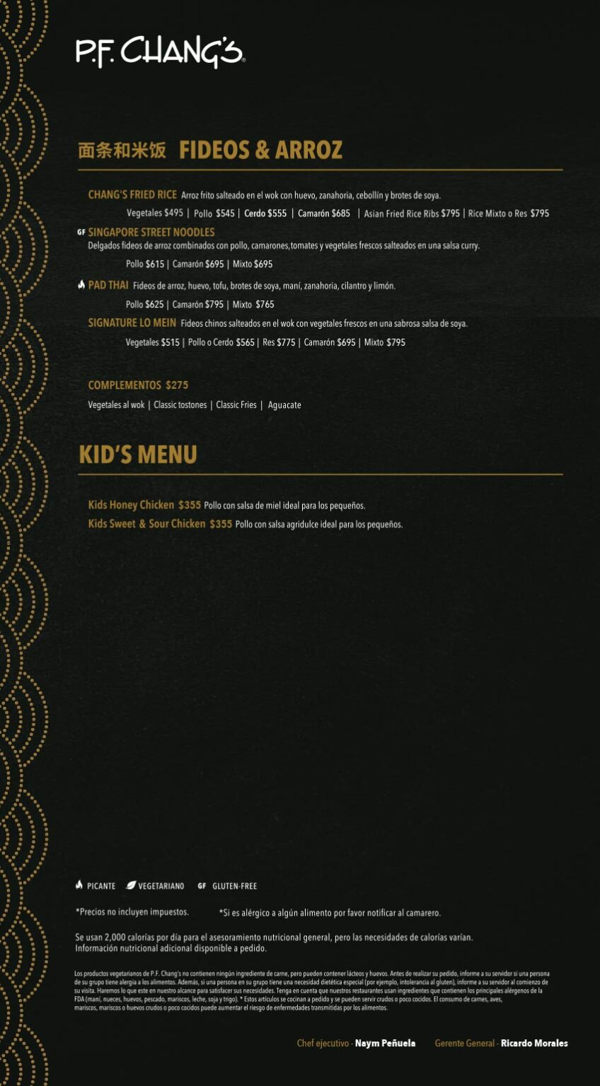 Menu General – P.F. Chang's
